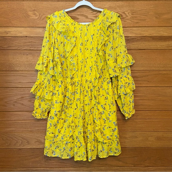 Happy X Nature | Dresses | Happy X Nature Yellow Floral Ruffle Puff ...